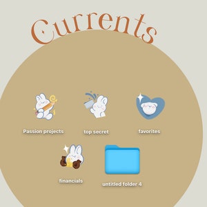 Kawaii Mac Desktop Folder Icons Milk Bunny Cute Pastel Blue Digital ...