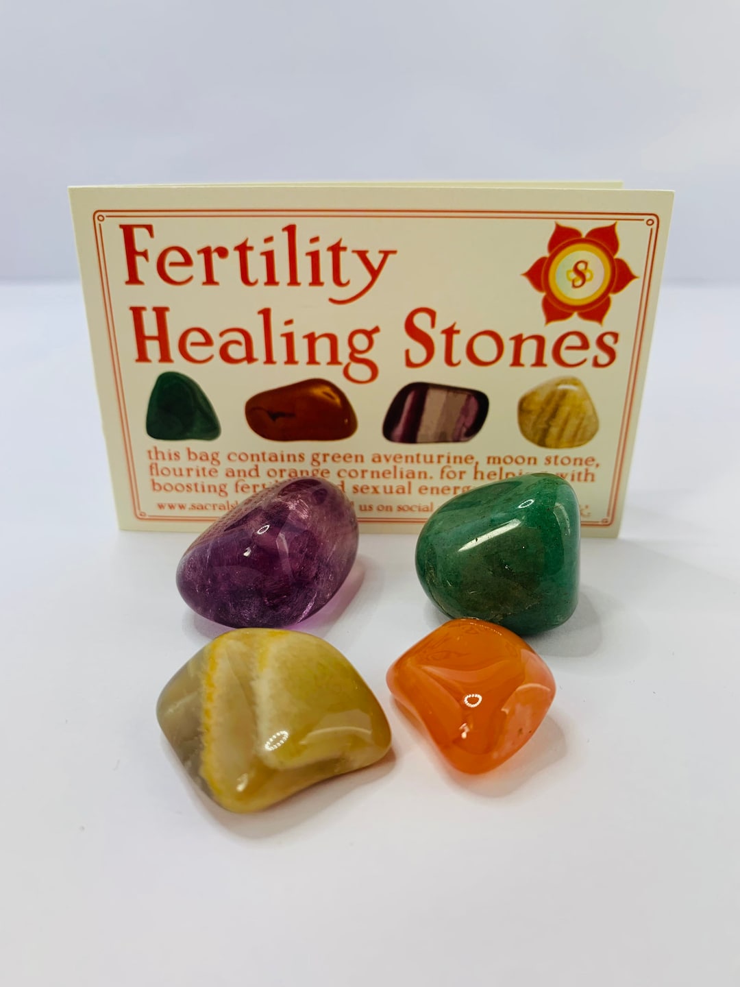 Fertility Crystal Healing Tumble Stone Set: Aventurine, Moonstone ...