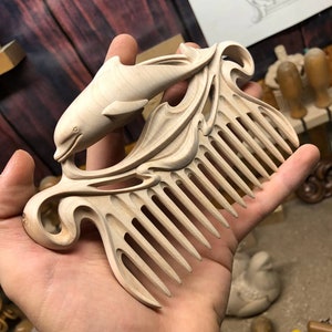 Dolphin Comb,wooden Hair Accessory,decorative Horn Comb,hand Carved ...