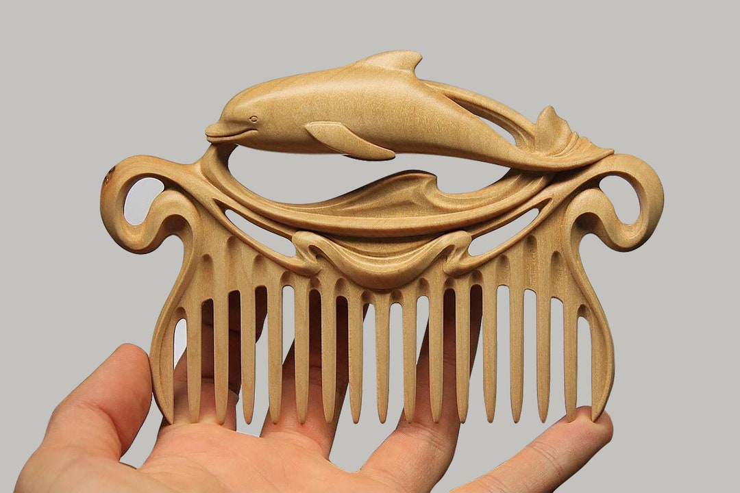 Dolphin Comb,wooden Hair Accessory,decorative Horn Comb,hand Carved ...