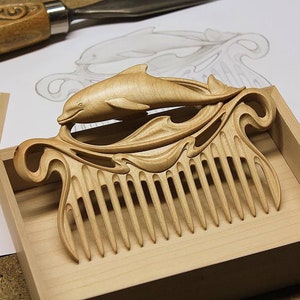 Dolphin Comb,wooden Hair Accessory,decorative Horn Comb,hand Carved ...