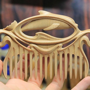 Dolphin Comb,wooden Hair Accessory,decorative Horn Comb,hand Carved ...