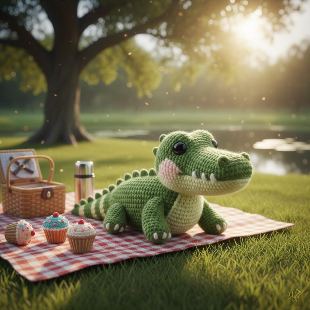Cute Crochet Alligator Plushie | Handmade Swamp Animal Amigurumi Toy ...