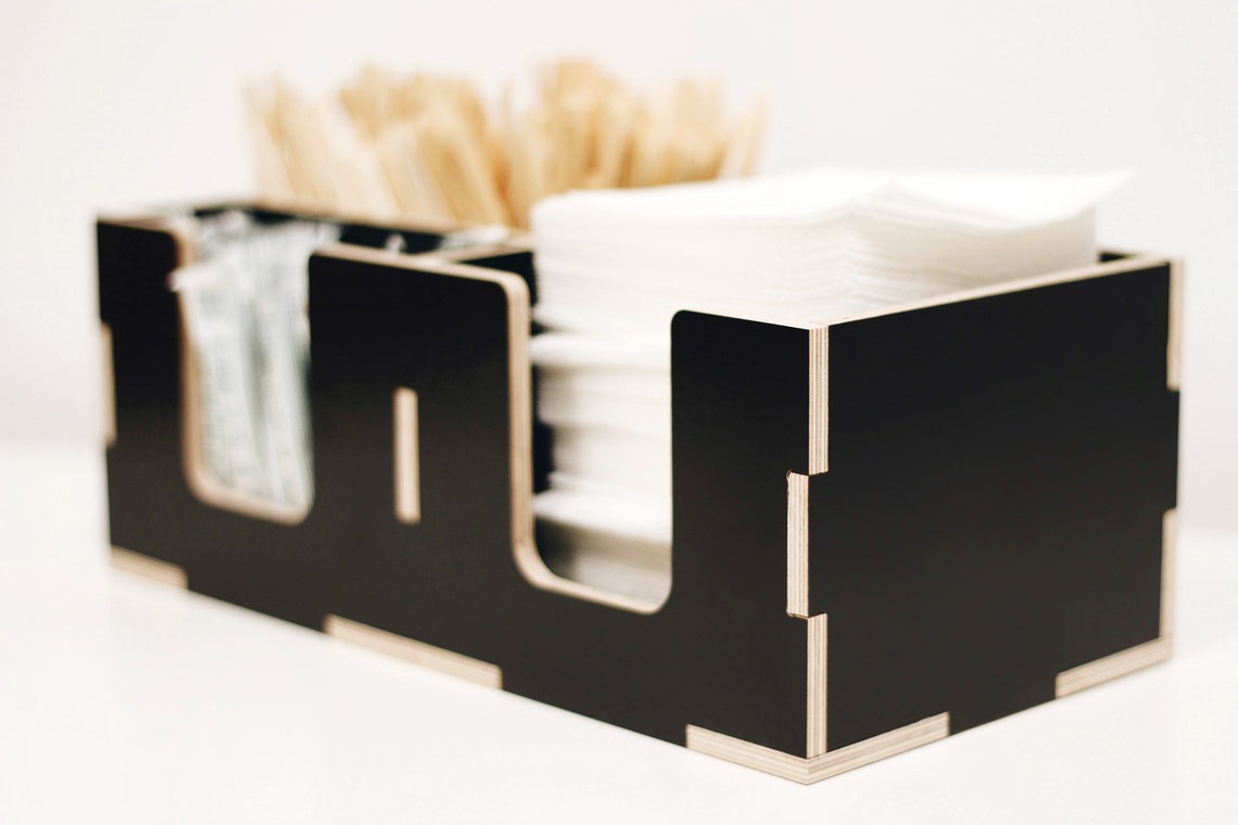 Coffee Bar Organizer Box for Sticks, Straws, Sugar. Wooden Coffee Bar ...