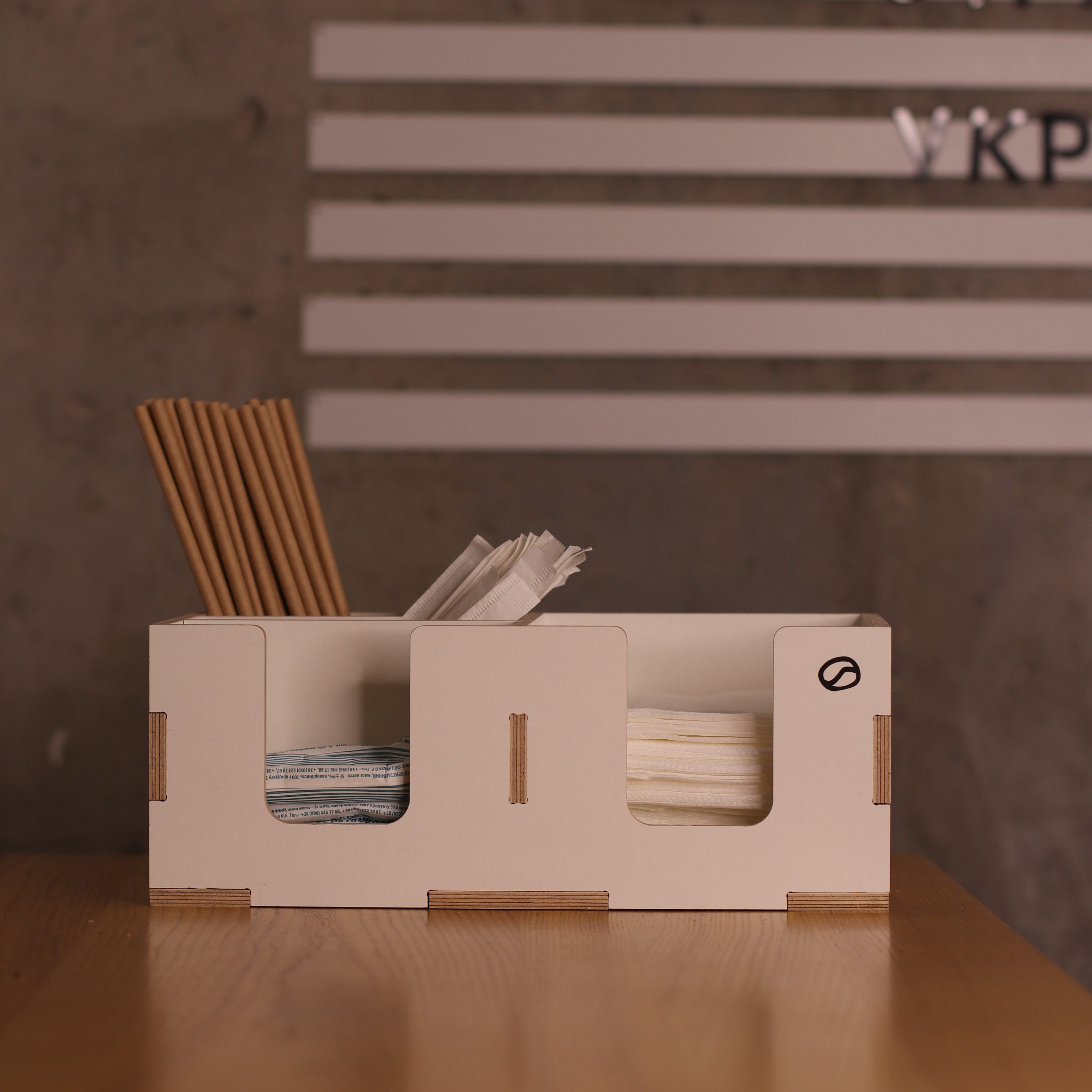 Coffee Bar Organizer Box for Sticks, Straws, Sugar. Wooden Coffee Bar ...