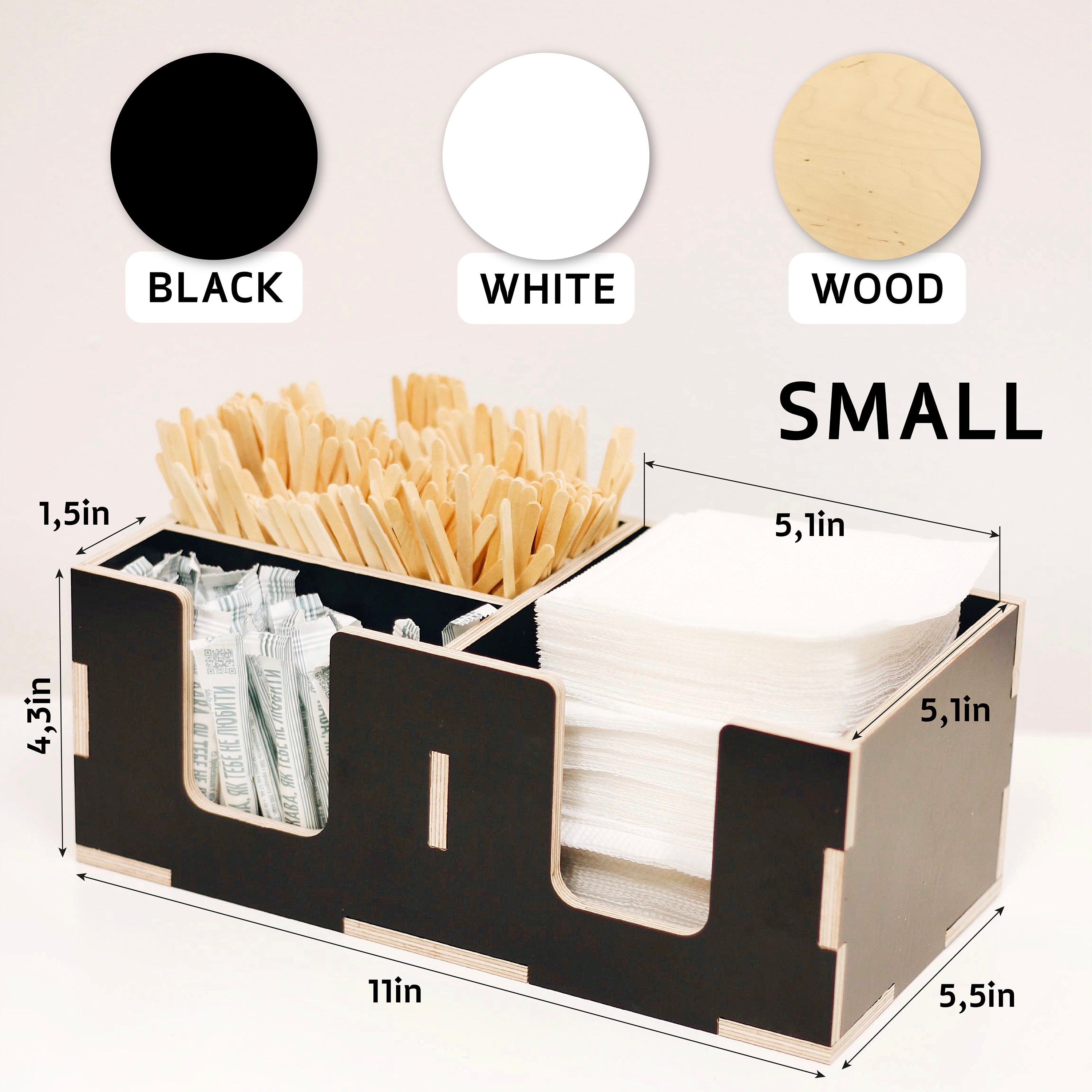 Coffee Bar Organizer Box for Sticks, Straws, Sugar. Wooden Coffee Bar ...