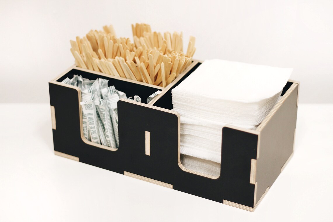 Coffee Bar Organizer Box for Sticks Straws Sugar. Wooden - Etsy
