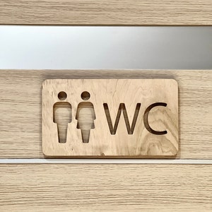 Restroom Sign, Toilet Symbol, WC Door Symbol, Wood Sign, Office ...