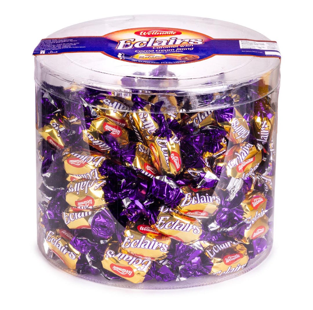Wellmade Cocoa Eclairs Candy Tub – 1000g (1kg) | Creamy Chocolate ...