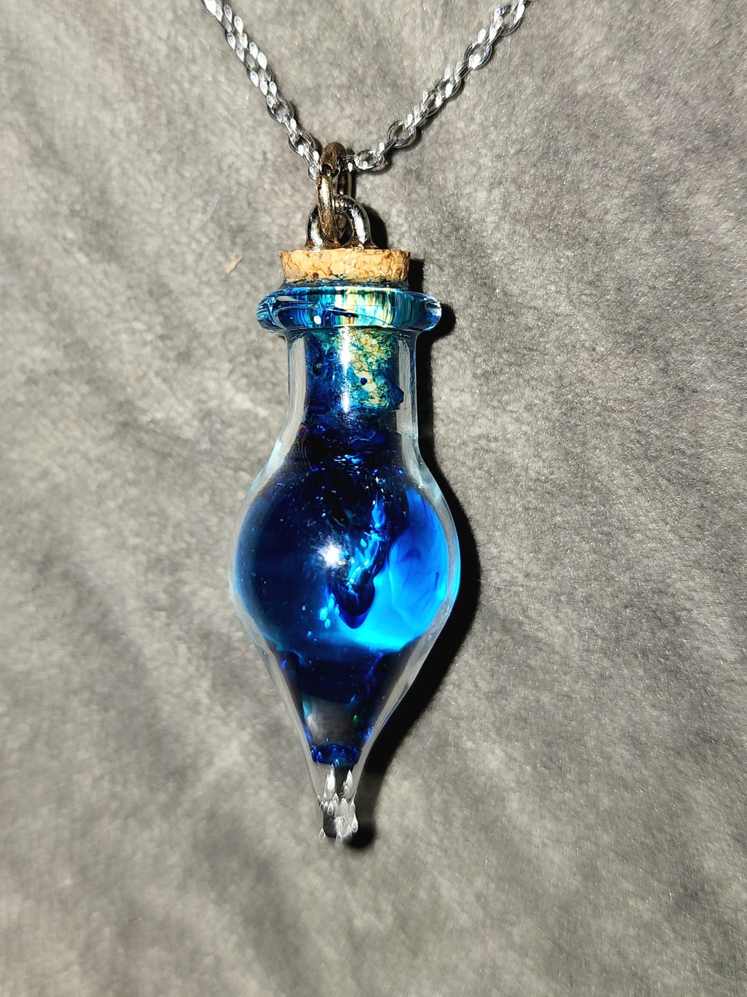 Blue Mini Glass Teardrop Shaped Colorful Potion Bottle Necklace, Potion ...