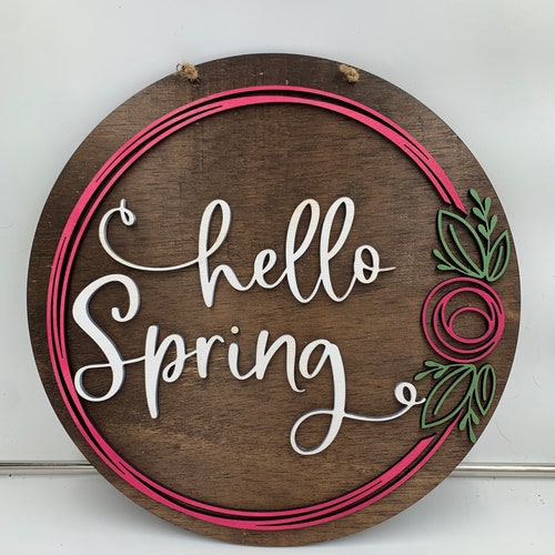 Rainbow Spring Summer Wooden Door Hanger | Etsy