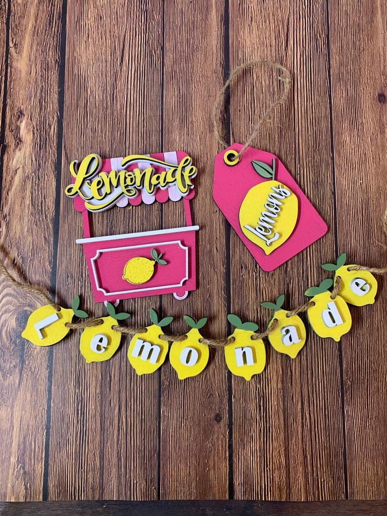 Tiered Tray Decor, Lemonade Tiered Tray Decor, Pink Lemonade, Summer ...