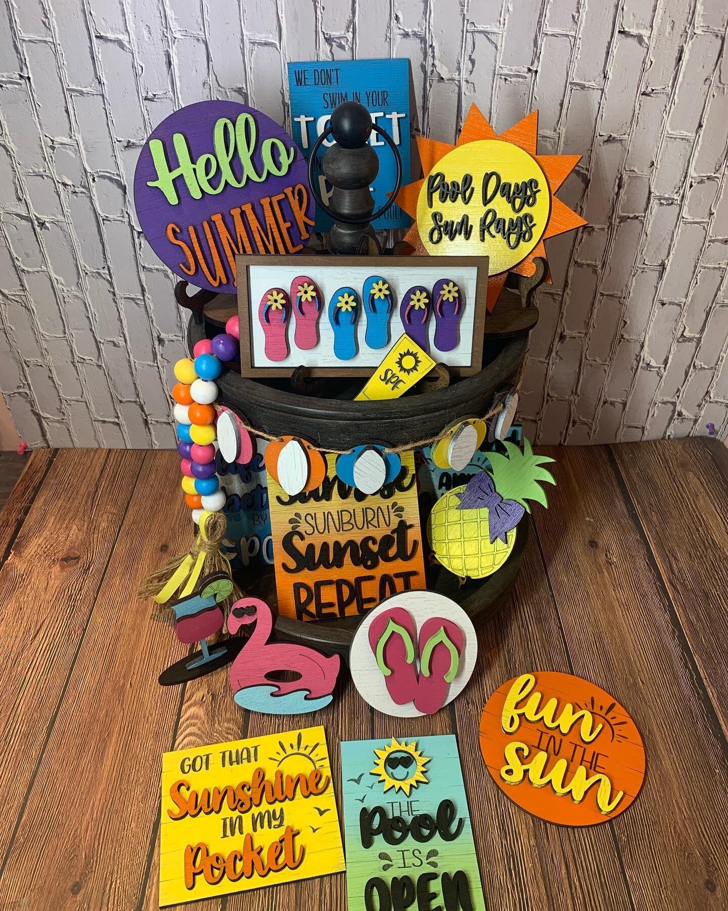 Tiered Tray Decor Summer Tiered Tray Summer Decor Tiered - Etsy