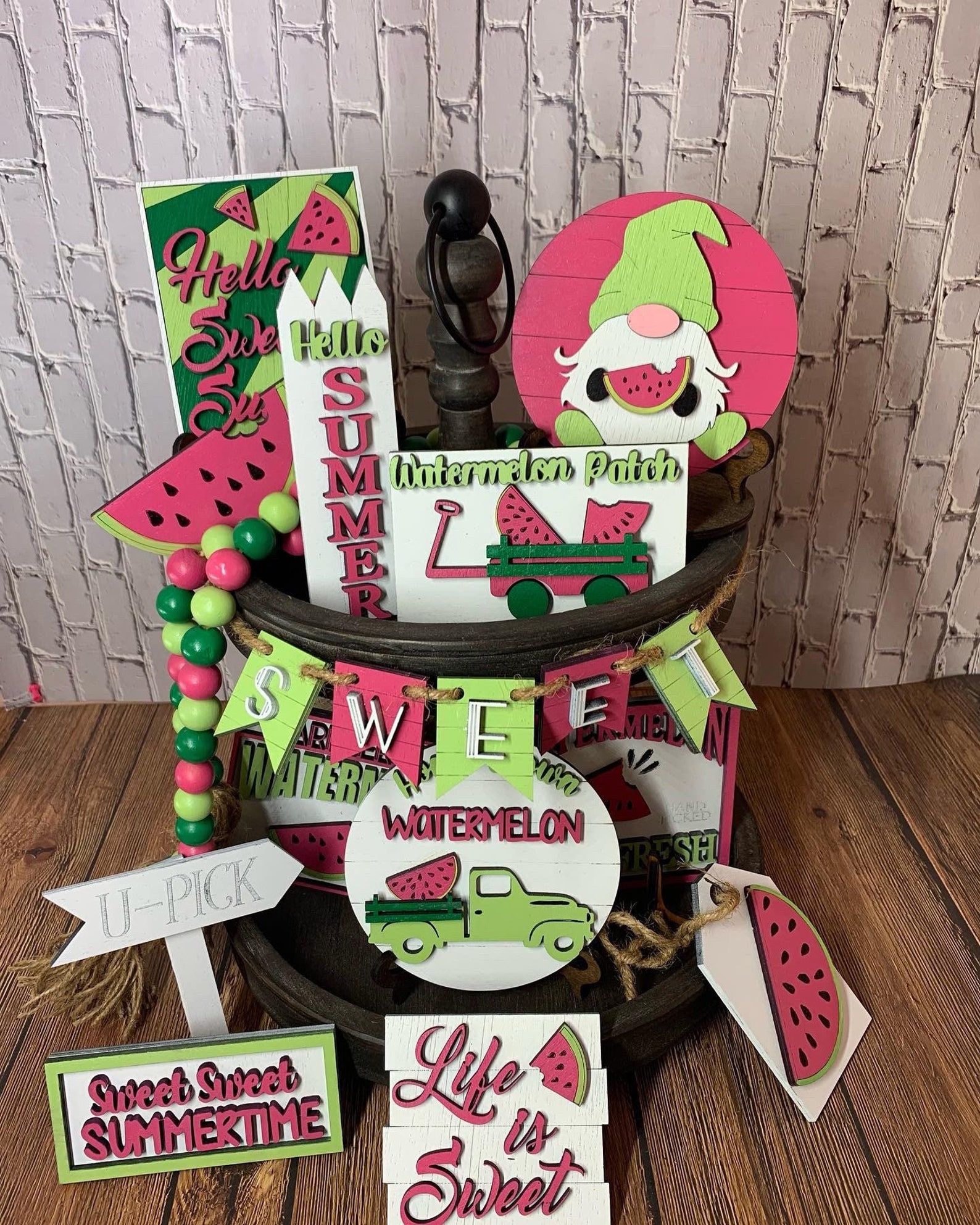 Tiered Tray Decor, Watermelon Decor, Watermelon Tiered Tray, Summer ...