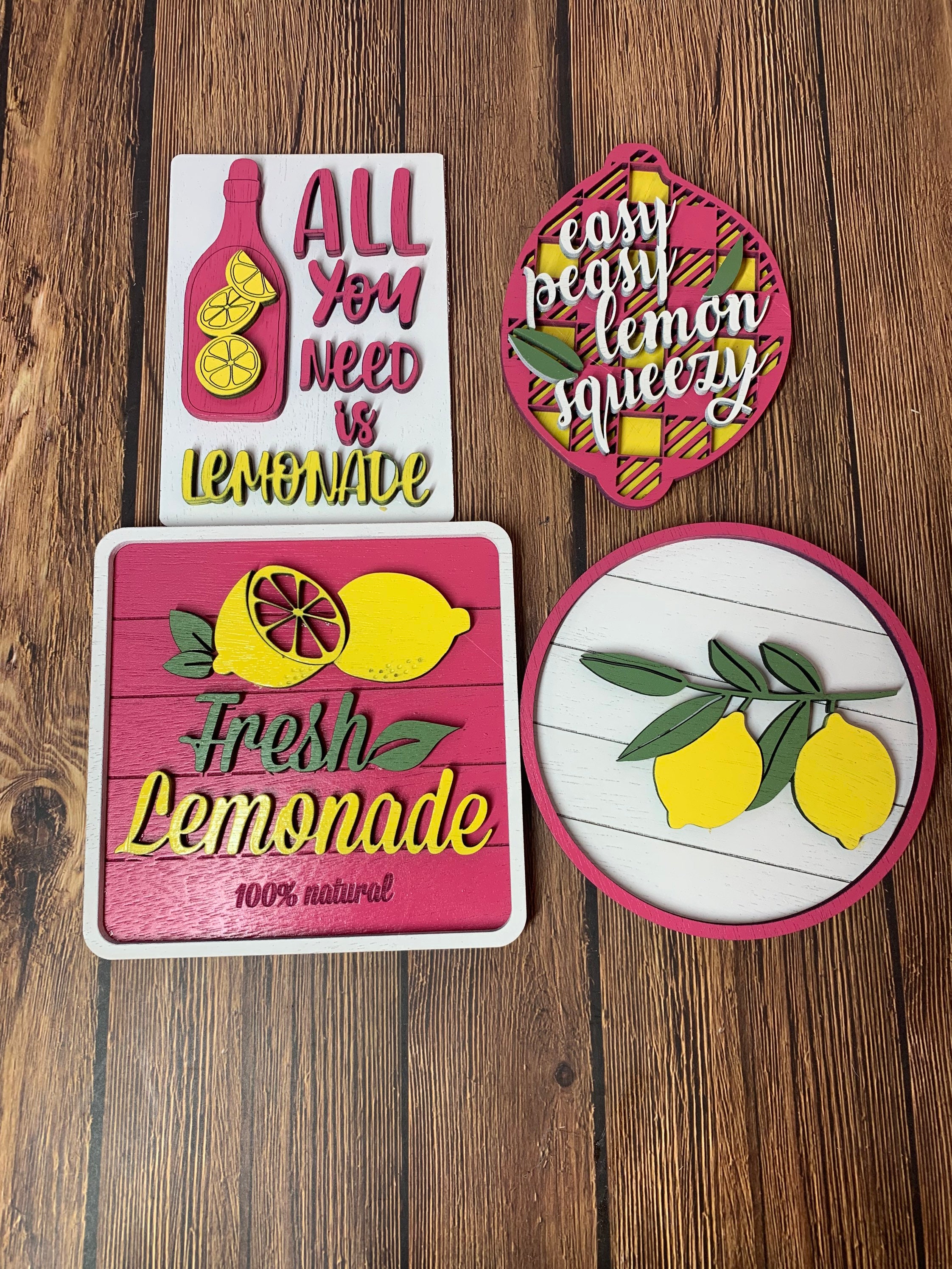 Tiered Tray Decor, Lemonade Tiered Tray Decor, Pink Lemonade, Summer ...