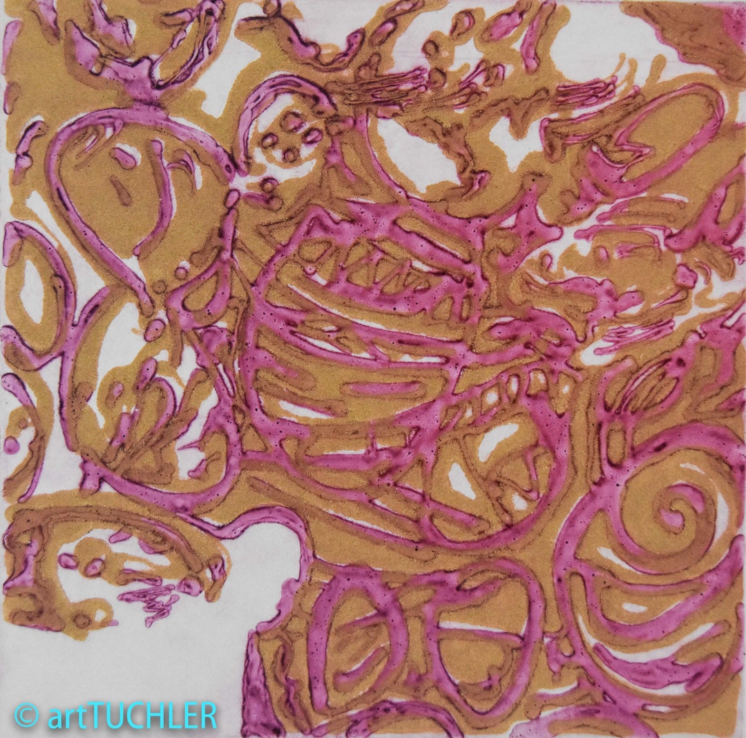 Printing, Print, Collagraphy Two-tone Hand-printed - Etsy