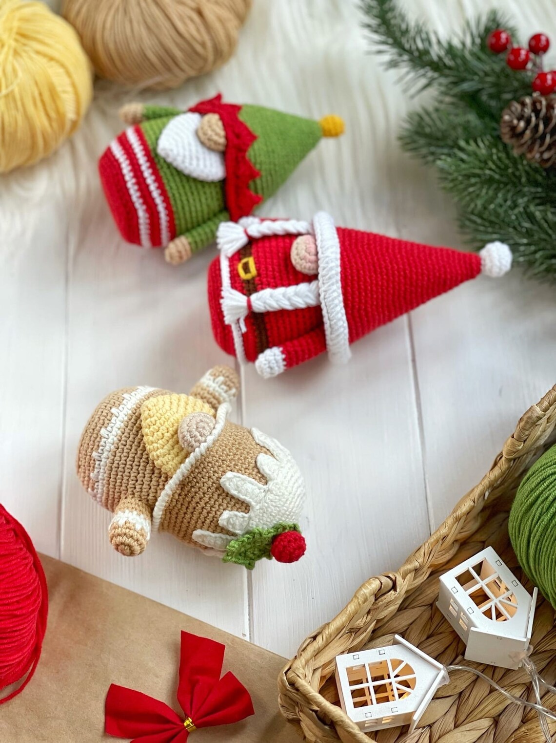 Christmas Gnomes: Santa, Santa’s Helper, Gingerbread Man CROCHET ...
