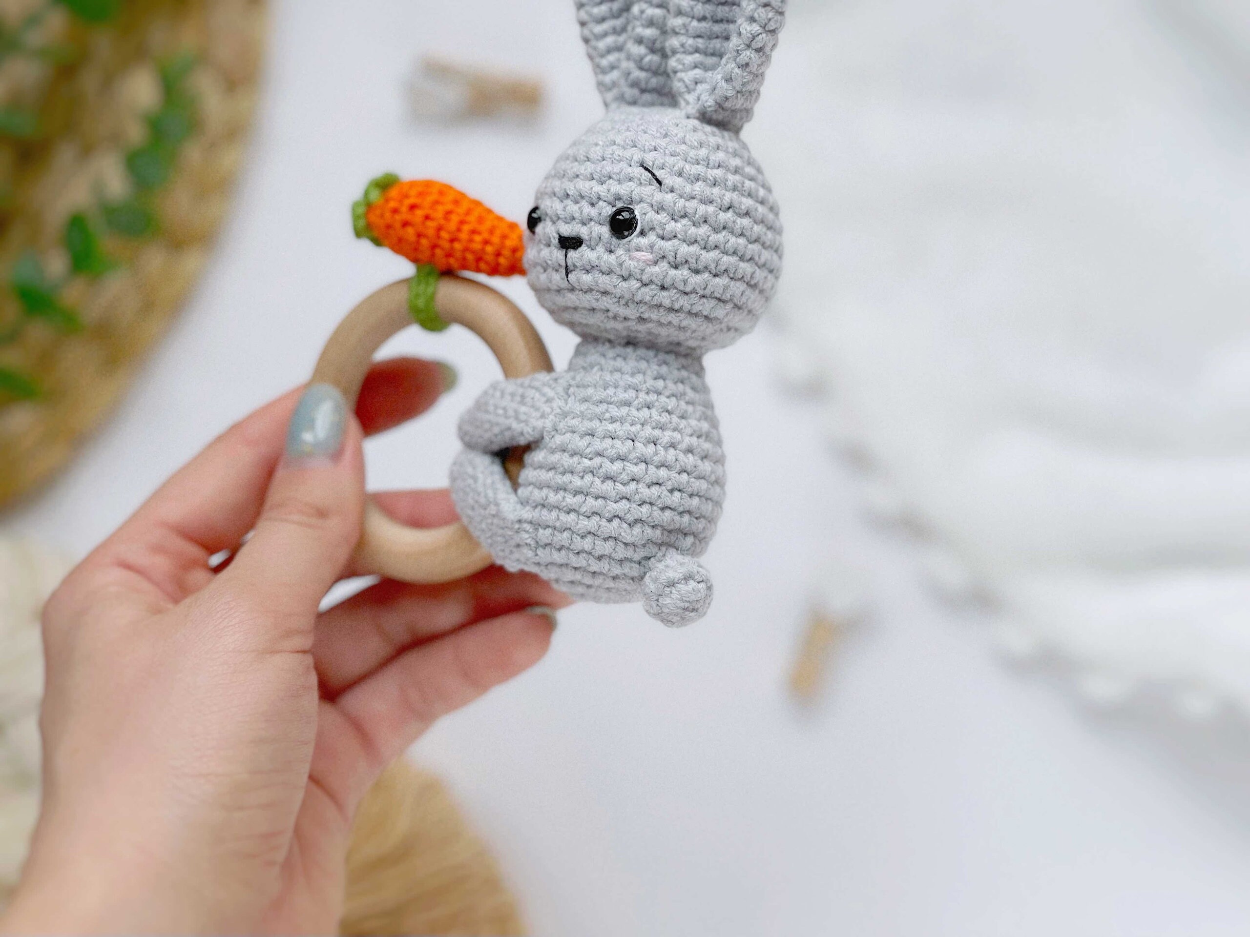 CROCHET PATTERN Baby Rattle Bunny, Amigurumi Bunny Rattle PDF, Crochet ...