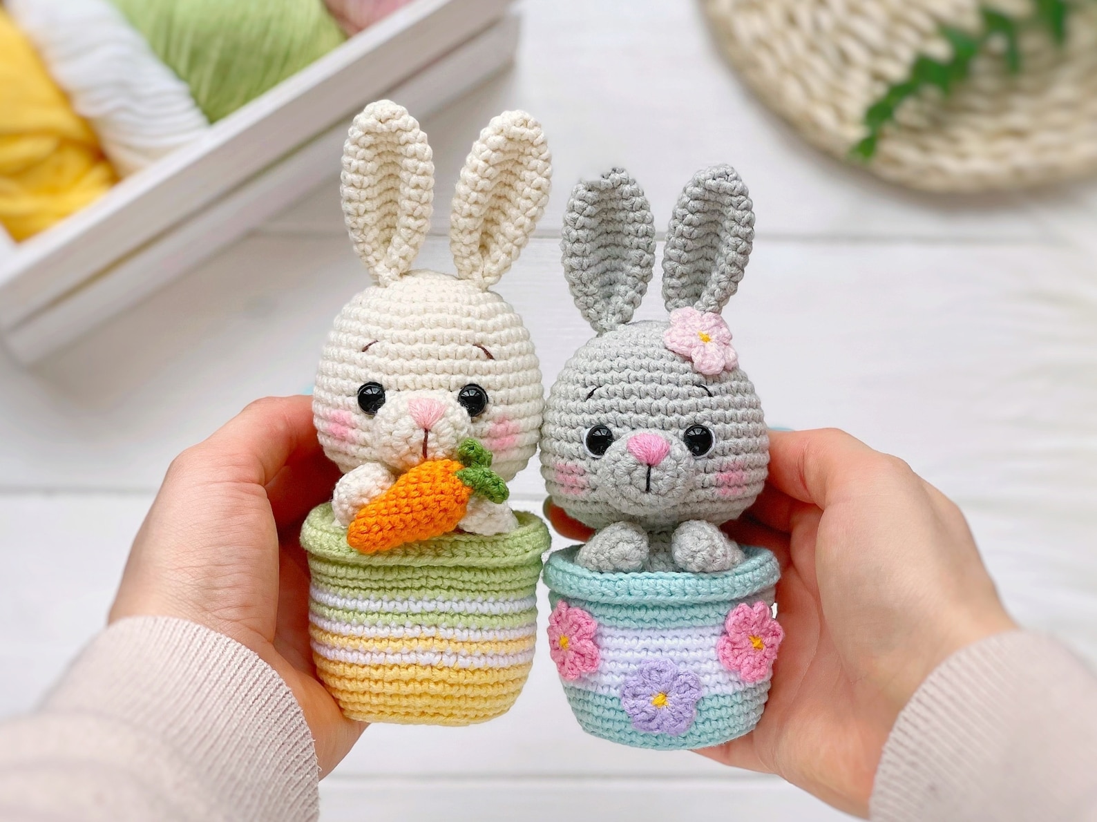 Crochet PATTERN SET Amigurumi Easter Animals in Pots: Bunny, Sheep ...