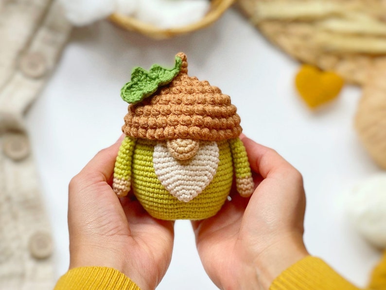 Acorn Gnome Crochet Pattern PDF, Fall Amigurumi for Beginners, Crochet ...