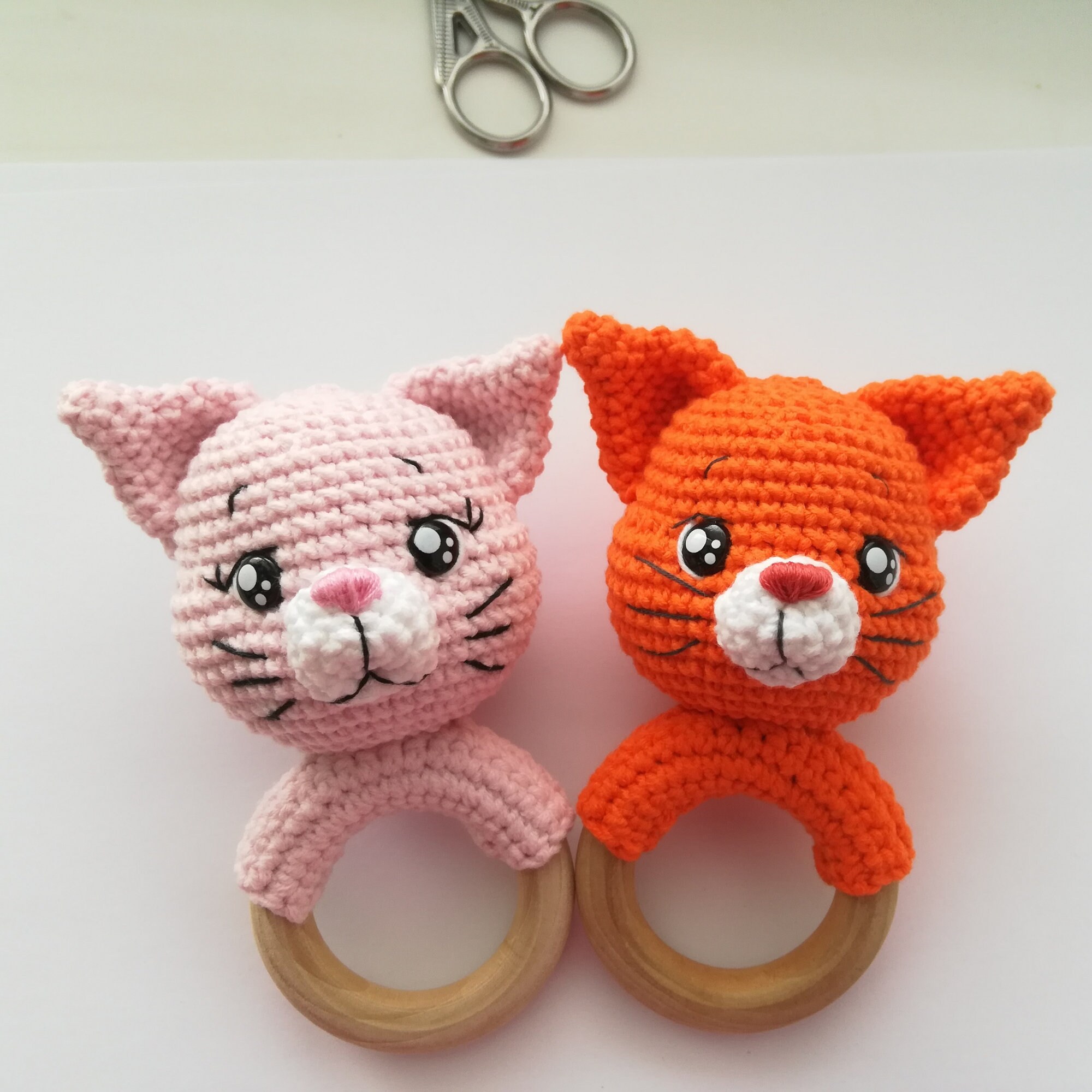 Crochet Cat Rattle Pattern Amigurumi Cat Teething Ring Toys - Etsy