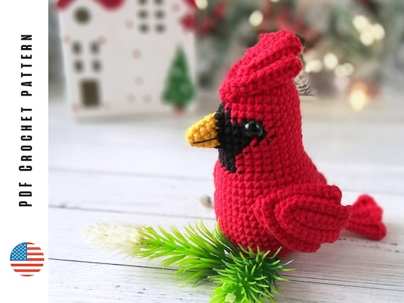 Crochet Red Cardinal Ornament Amigurumi Bird Pattern Toys - Etsy