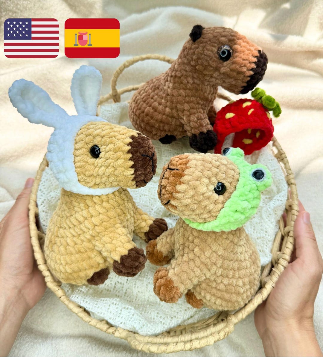 Crochet Pattern CAPYBARA WITH HATS / Amigurumi Capybara / Crochet ...