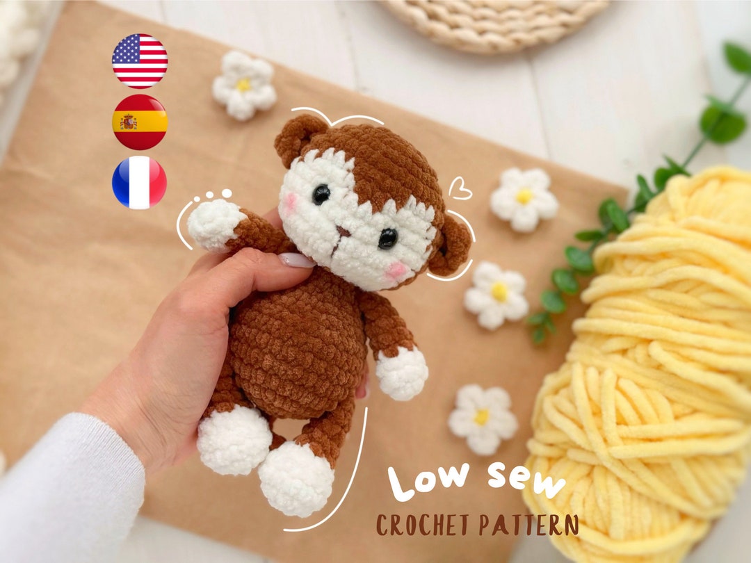 CROCHET PATTERN Monkey, Amigurumi Low Sew Plushies Crochet Pattern PDF ...