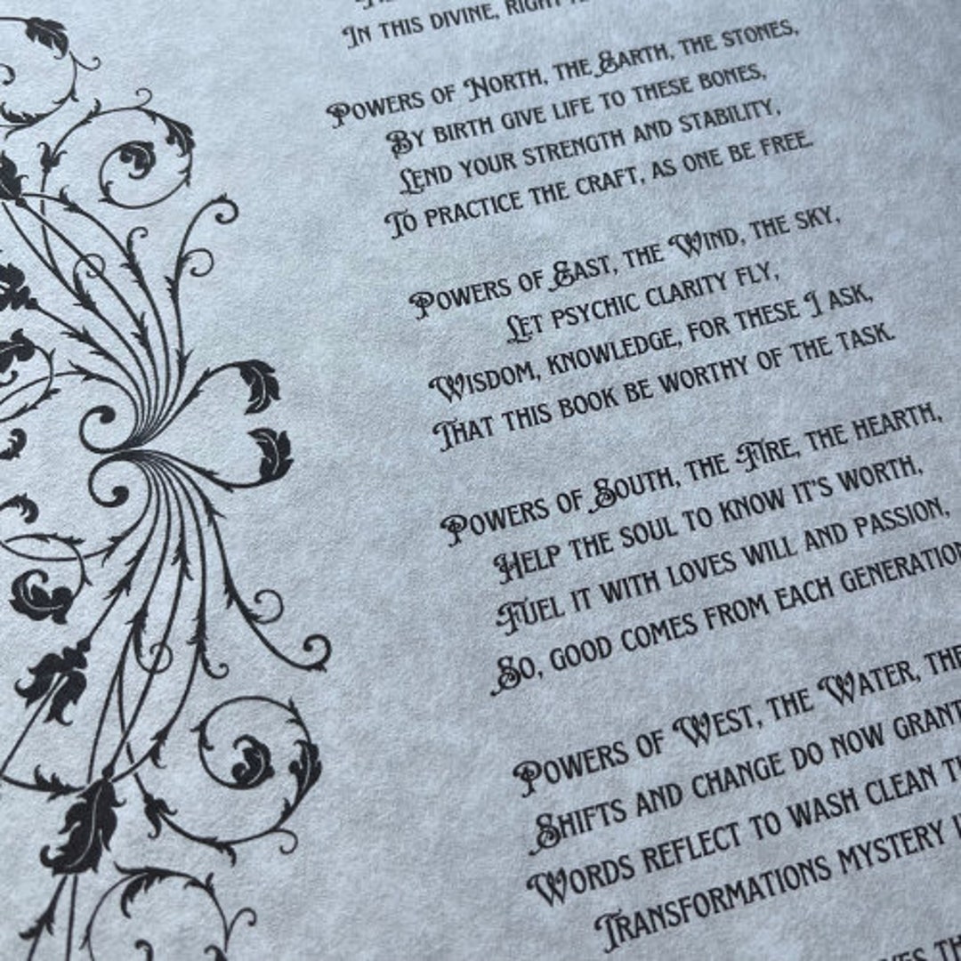 Incantation Protection & Blessing With Grimoire and BOS Title Pages, Printable .pdf Page Size 8. ...