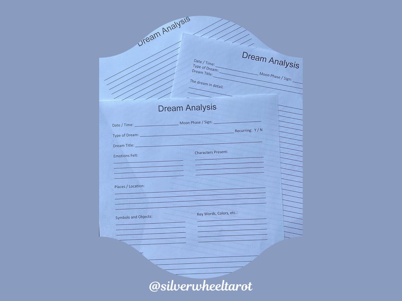 Dream Interpretation Tarot Spread: Analysis Worksheet Journal ...
