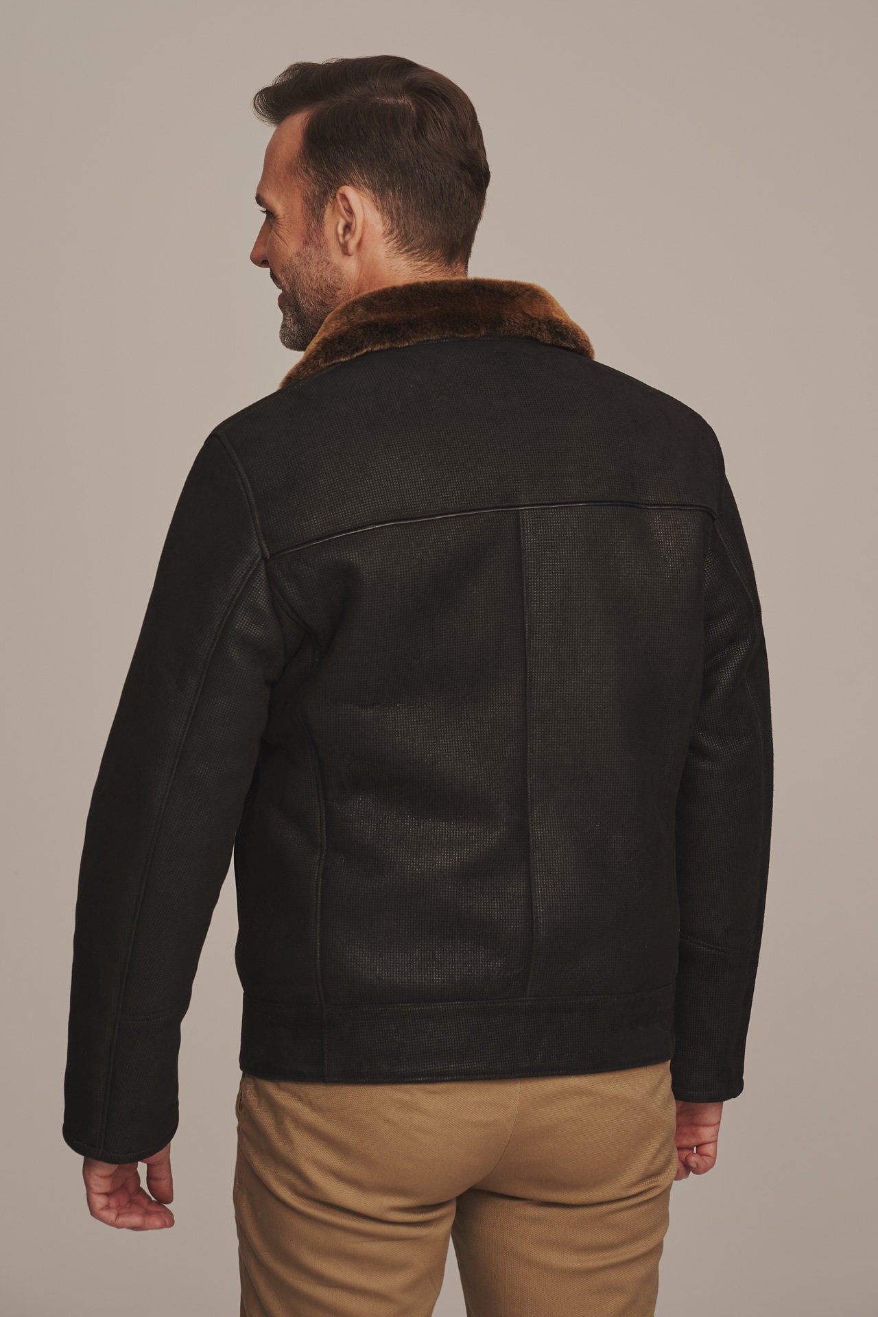 Mens Leather Shearling Jacket Mens Sheepskin Coat Real Sheepskin Coat ...