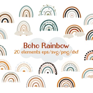 Boho Rainbow, Hand Drawn Elements of Rainbow, Bohemian Style - Etsy