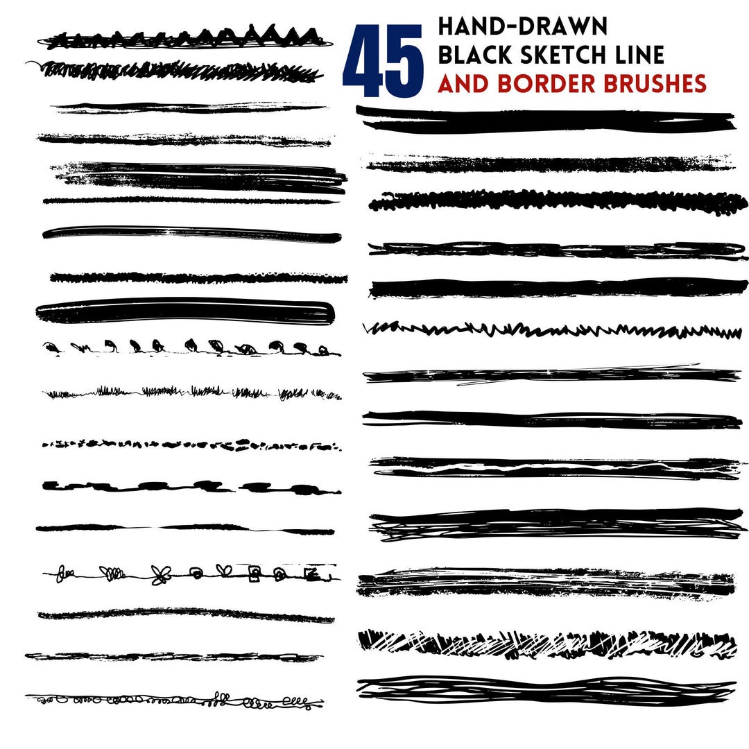Hand Drawn Sketch Line Clipart: Doodle Borders, Dividers (SVG, PNG, EPS ...