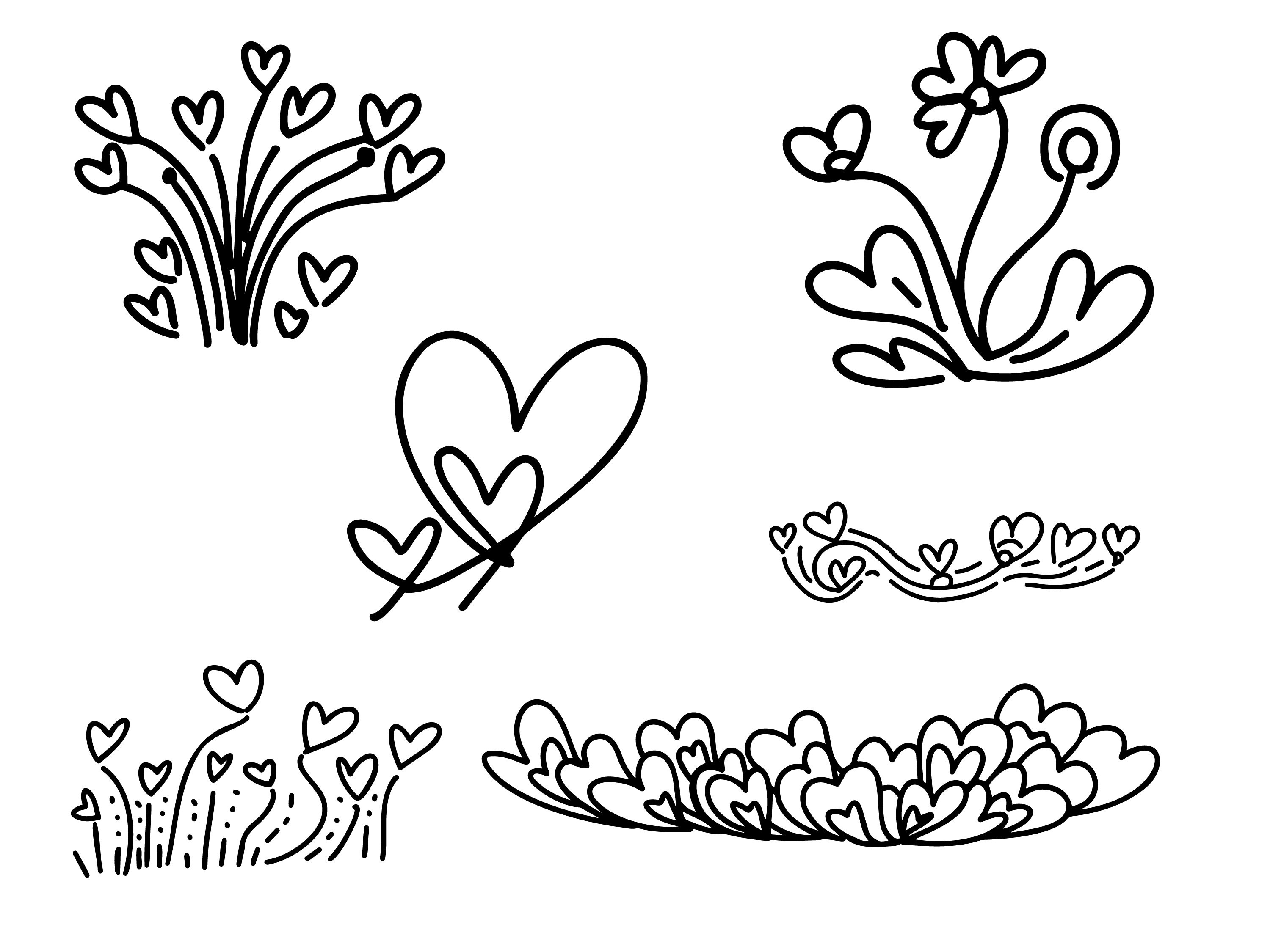 Doodle Hand Drawn Heart Design Element for Decoration, Collection of ...