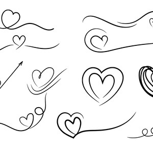 Freehand Heart Lines Bundle, Collection of Hand Drawn Heart Lines, SVG ...