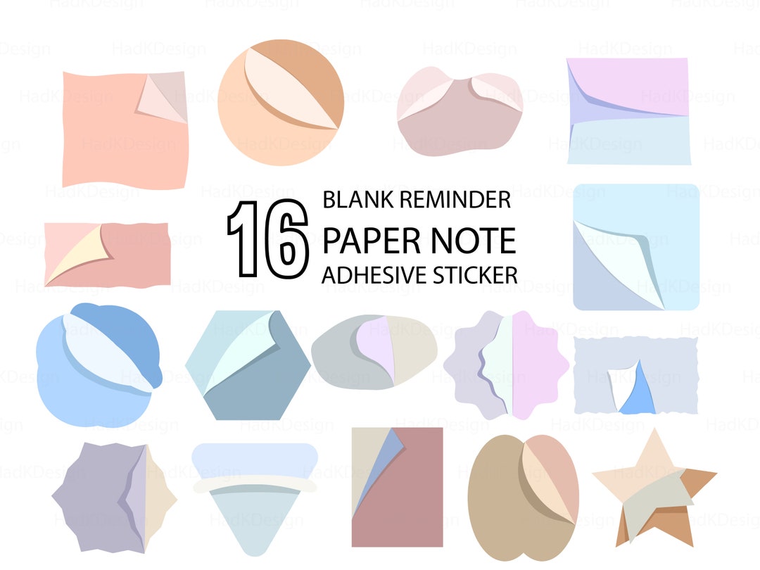 Blank Reminder Paper Notes With Adhesive Sticker Set, Collection of ...
