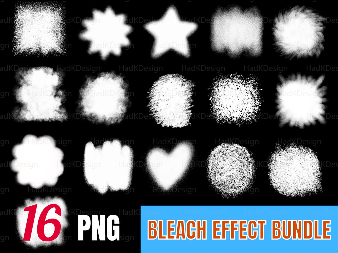 Bleach Effect PNG Bundle, White Bleach Splash Effect Png, Bleached T ...