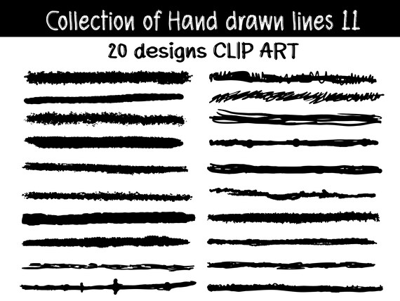 Freehand Line Brush Stroke Hand-drawn Line Brush Lines - Etsy