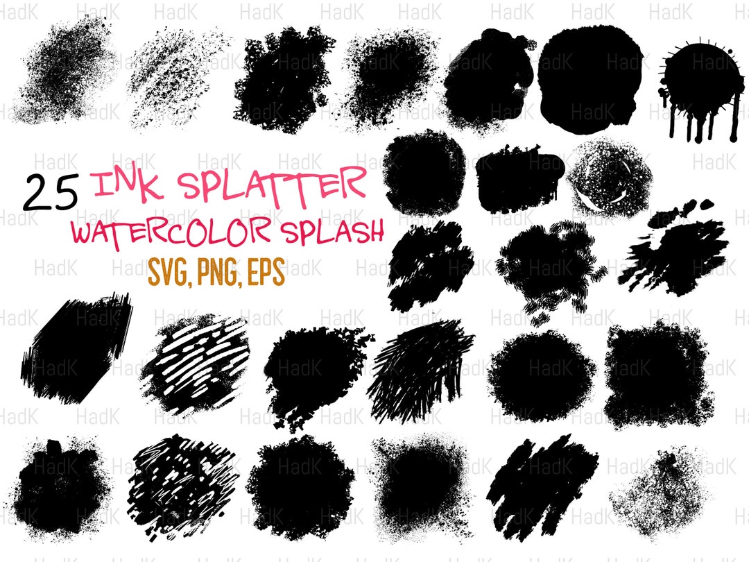 25 Watercolor Splash, Ink Splatter, Watercolor Paint Stain, Watercolor ...