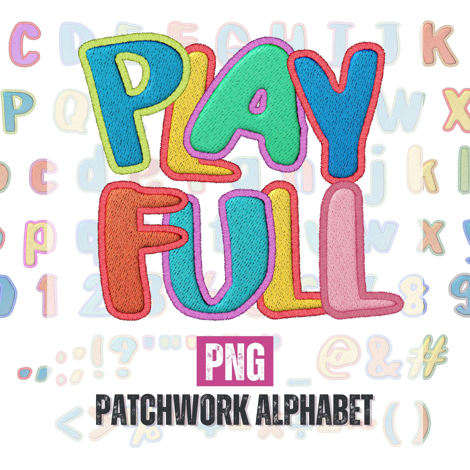 Playful Patchwork Alphabet Digital Font - Hand-stitched Style Letters ...