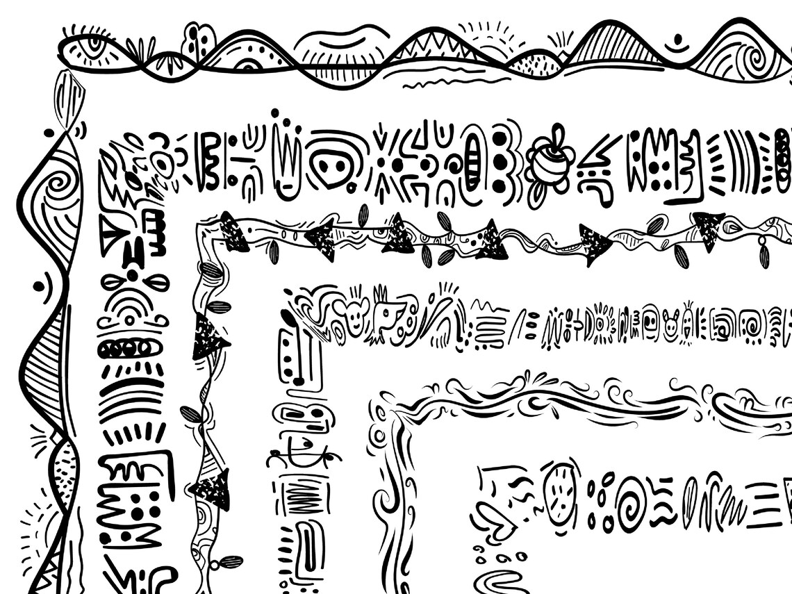 Freehand Line, Doodle Borders Clipart, Doodle Border Planner, Page ...
