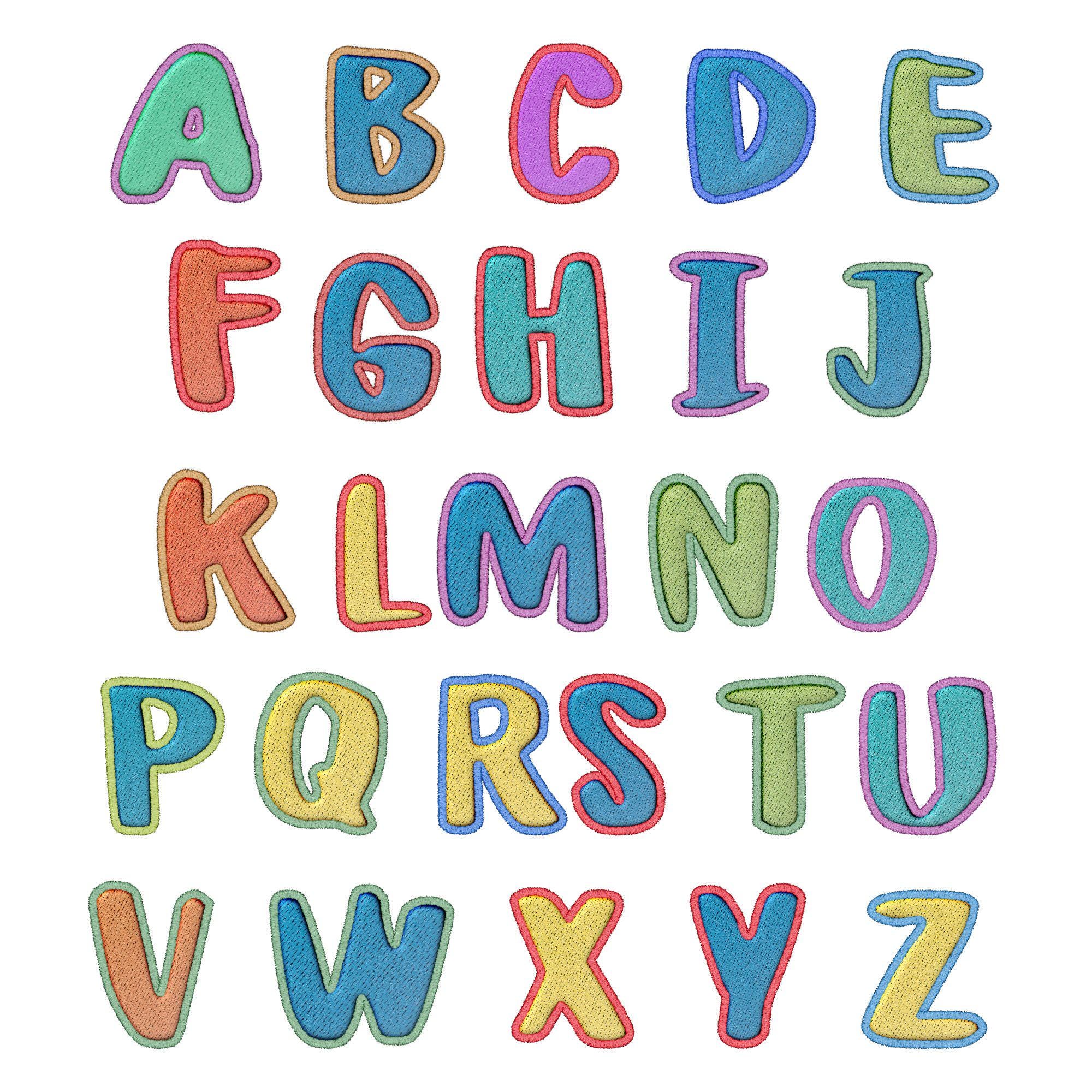 Playful Patchwork Alphabet Digital Font - Hand-stitched Style Letters ...