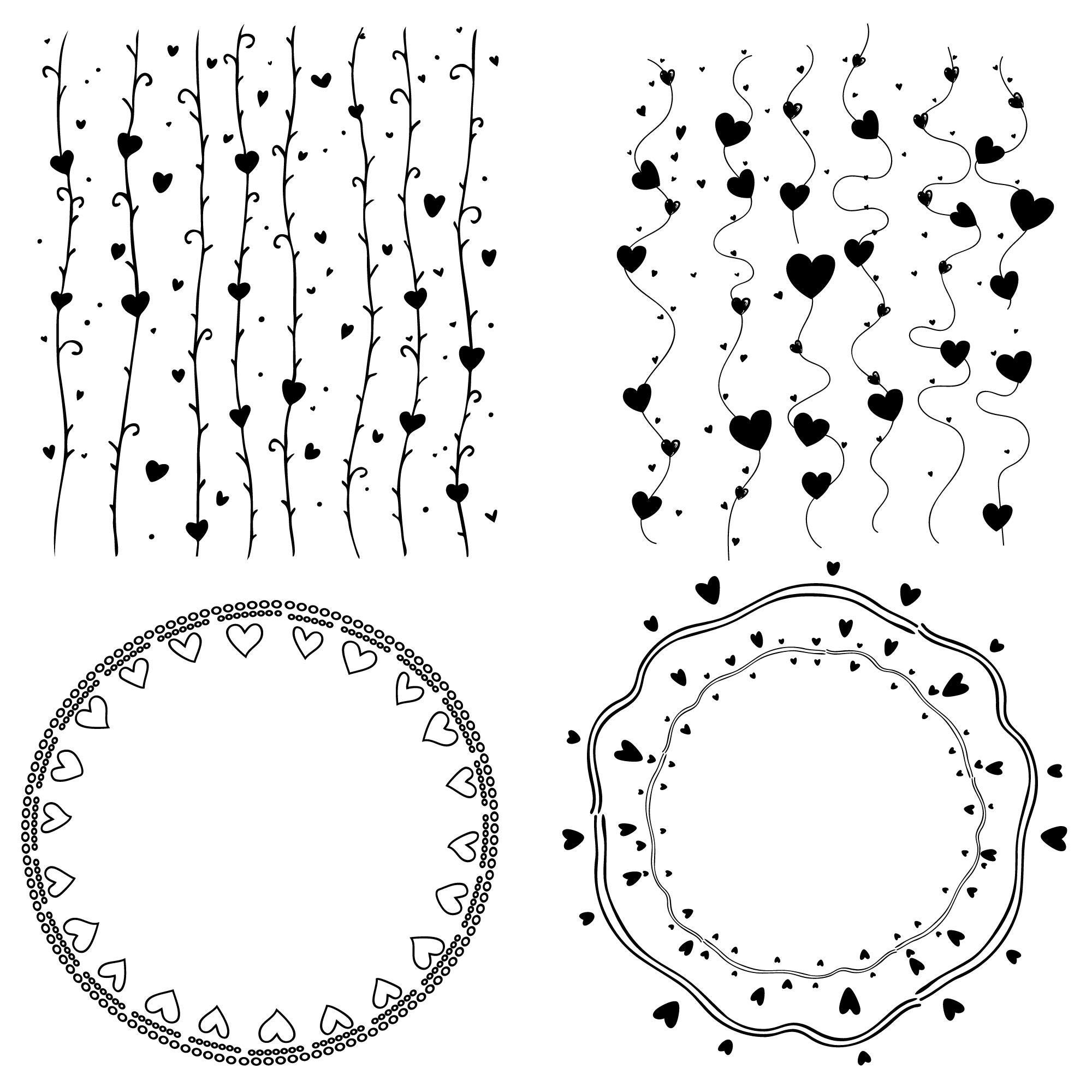 45 Whimsical Heart Doodles Digital Border & Decor Pack SVG, PNG, EPS ...