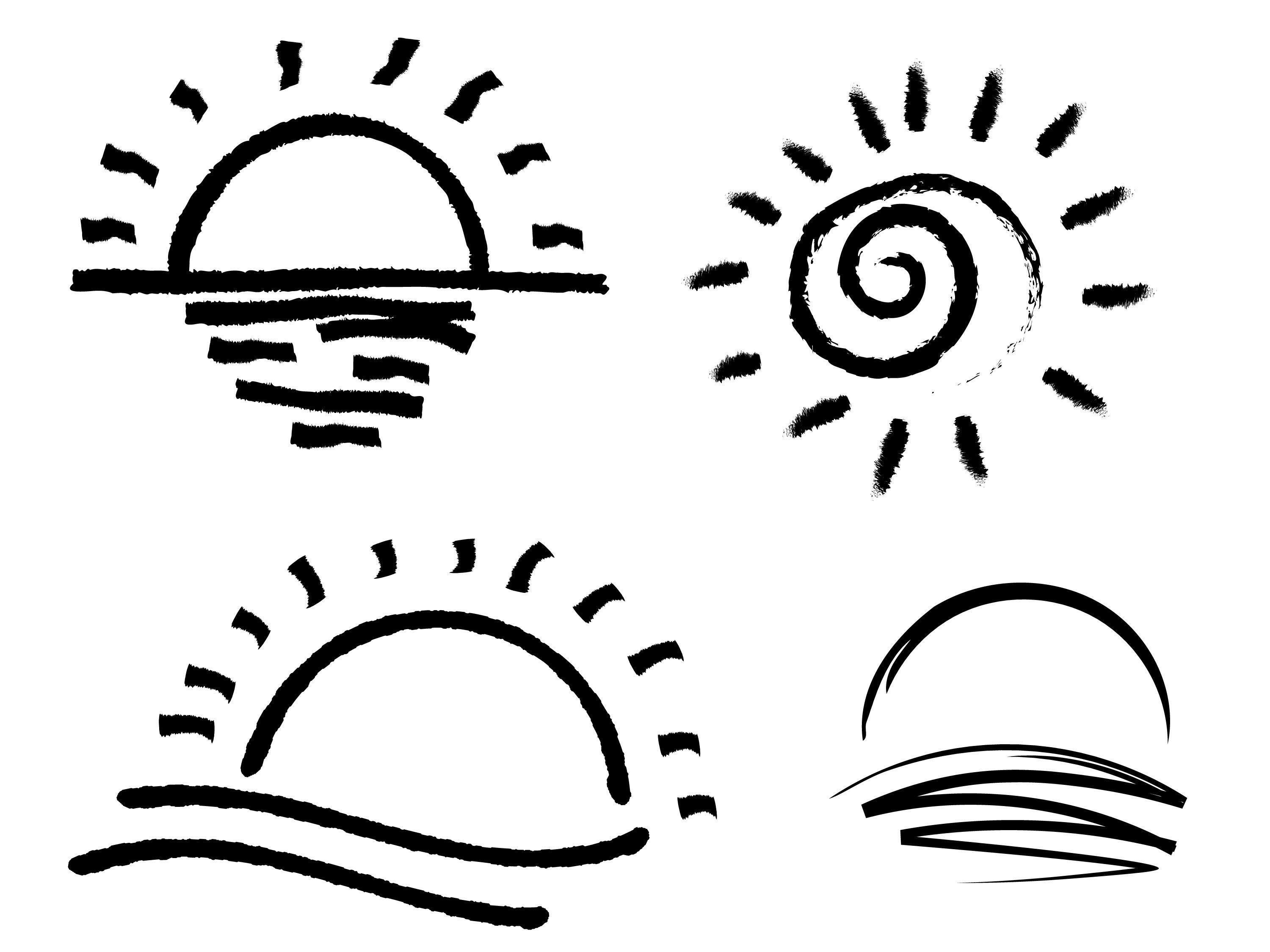 Sun Drawing, Hand-drawn Sun, Sketch of the Sun, Doodle Style Freehand ...