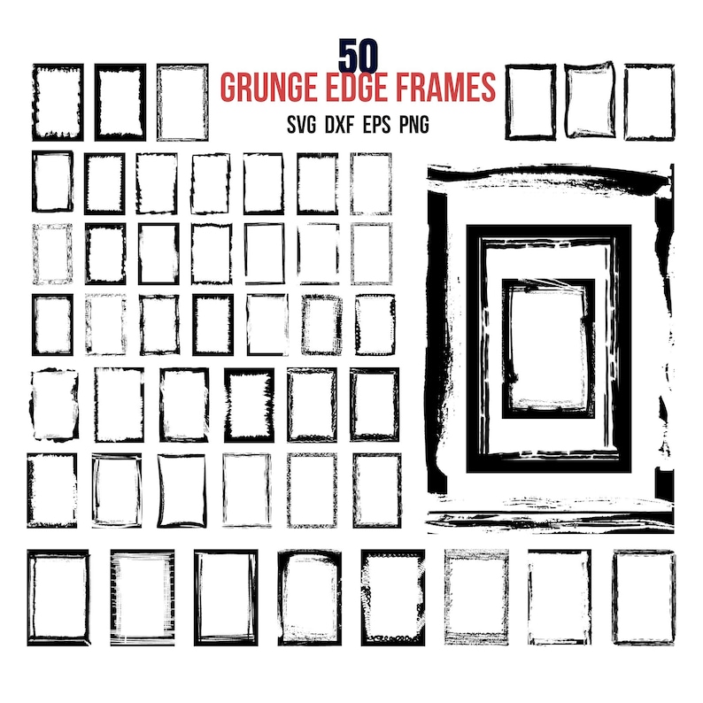 50 Vintage Grunge Frame SVG - Rustic Border Clipart for DIY Projects - Etsy