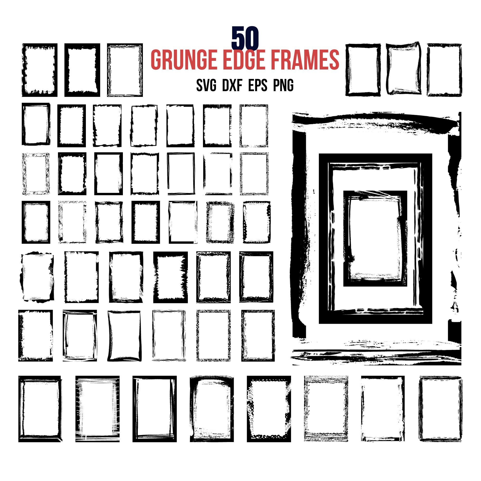 50 Vintage Grunge Frame SVG - Rustic Border Clipart for DIY Projects - Etsy