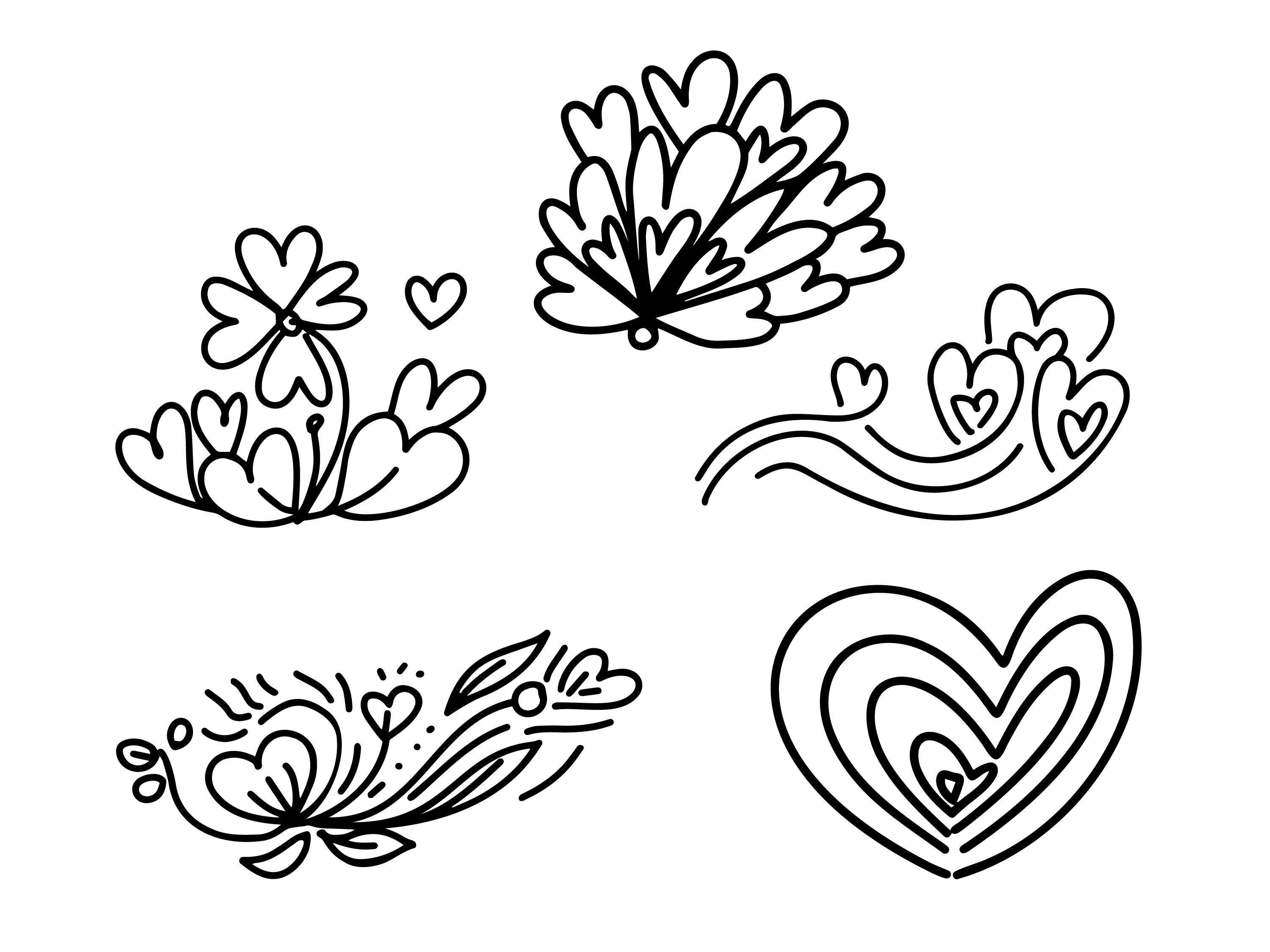 Doodle Hand Drawn Heart Design Element for Decoration, Collection of ...