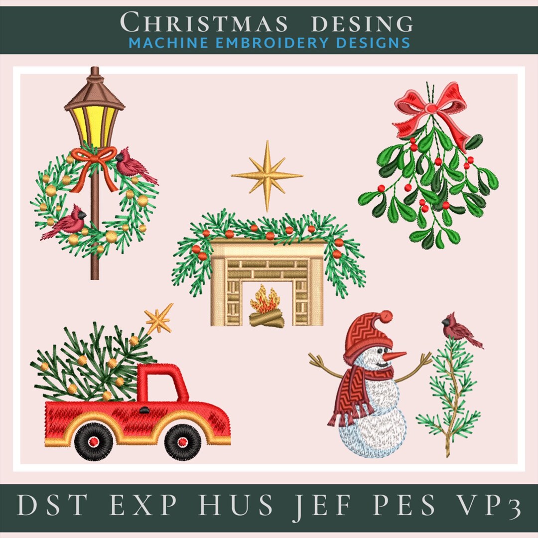 Set Christmas Designs. Machine Embroidery Designs. Christmas Fireplace ...