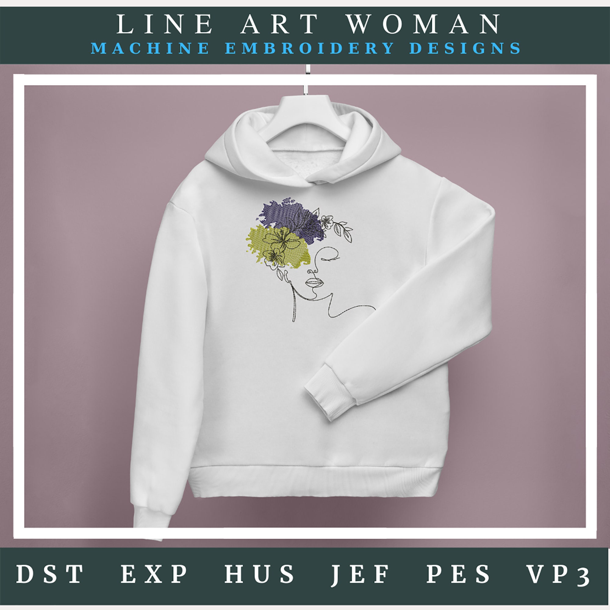 Line Art Woman / Woman Embroidery / One Line Art Embroidery Designs ...
