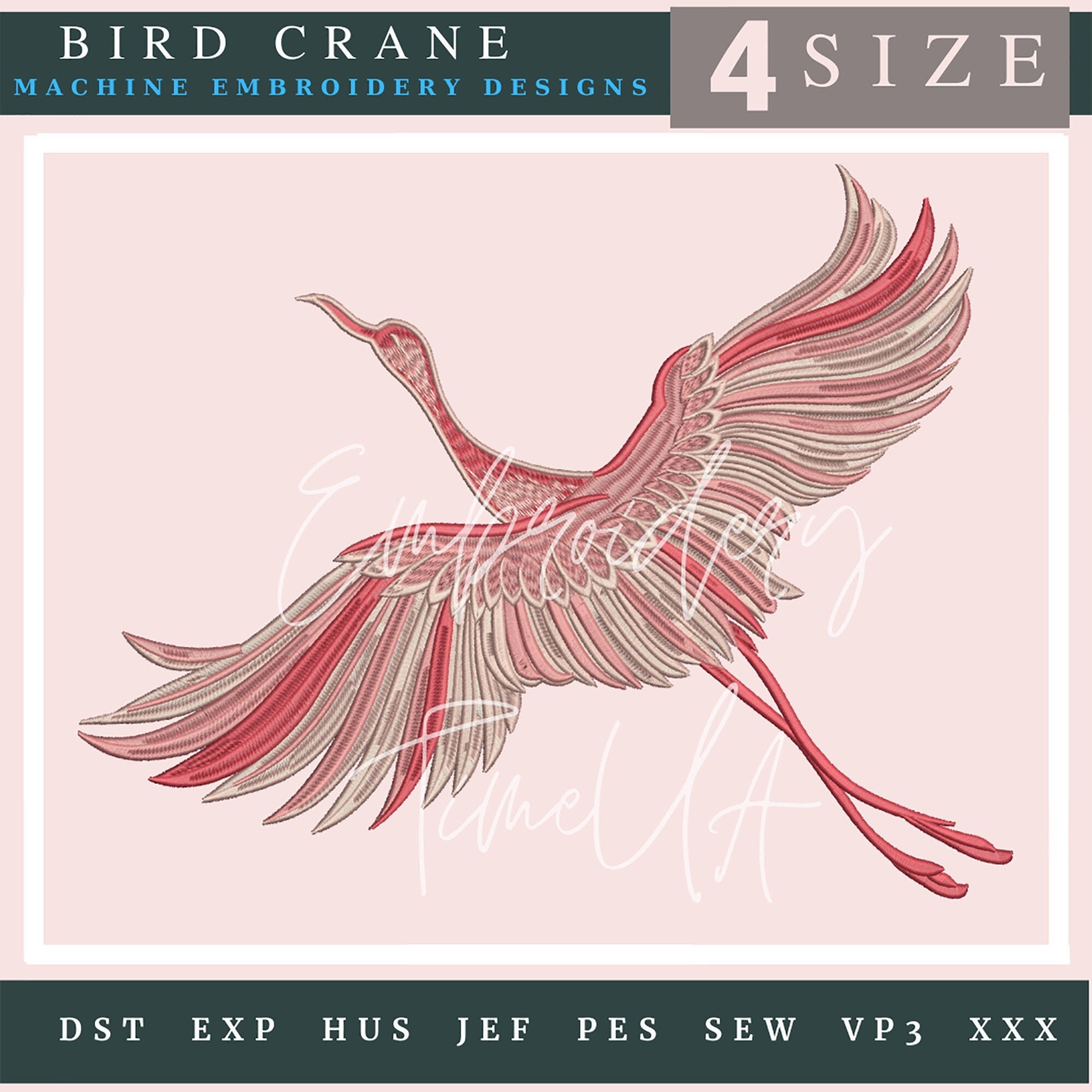 Crane Bird /machine Embroidery Designs / Embroidery Crane Bird | Etsy